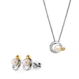 Orphelia 'Mathilde' Damen 925 Sterling Silber Set: Kettenanh&auml;nger + Ohrringe - Silber/Gold SET-7510/G