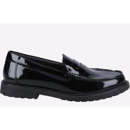 Hush Puppies Verity Slip On Leder-Damen-Patent-Loafer In Schwarz
