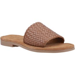 Hush Puppies Hetty Slide Leder Damen Sandalen in Hellbraun Weit