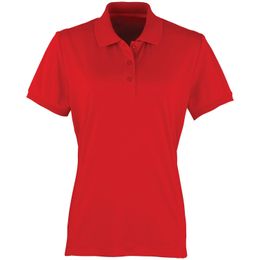 Premier Damen Coolchecker Piqu&eacute; Polo-Shirt / Polohemd, Kurzarm (Rot)
