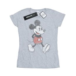 Disney Damen/Damen Walking Mickey Mouse Baumwoll-T-Shirt (Sport Grau)