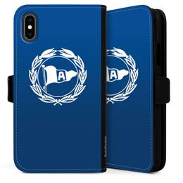 DeinDesign iPhone X Handy Klapph&uuml;lle Handyh&uuml;lle aus Kunst Leder schwarz Flip Case Arminia Bielefeld Soccer Official Licensed Product Sideflip mit langer Lasche