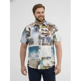 Kurzarmhemd Lerros "Bequemes Stretch Hawaii-Kurzarmhemd, gro&szlig;e Gr&ouml;&szlig;en", Herren, Gr. 4XL, Normalgr&ouml;&szlig;en, reef blau, 97% Baumwolle, 3% Elasthan, Hemden