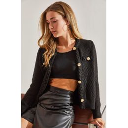 Strukturierter Strickwaren-Cardigan mit Knopfverschluss