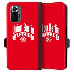 DeinDesign Xiaomi Redmi Note 10 Pro Handy Klapph&uuml;lle Handyh&uuml;lle aus Kunst Leder schwarz Flip Case Fcu Official Licensed Product 1. Fc Union Berlin Sideflip mit 