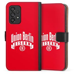 DeinDesign Galaxy A53 5G Handy Klapph&uuml;lle Handyh&uuml;lle aus Kunst Leder schwarz Flip Case 1. Fc Union Berlin Official Licensed Product Fcu Sideflip mit langer 