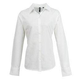 Premier Damen Oxford-Bluse / Bluse / Arbeitshemd, lang&auml;rmlig (Wei&szlig;)