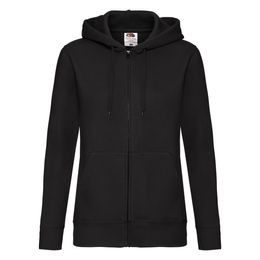 Fruit of the Loom - "Premium" Hoodie mit durchgehendem Rei&szlig;verschluss f&uuml;r Damen (Schwarz)