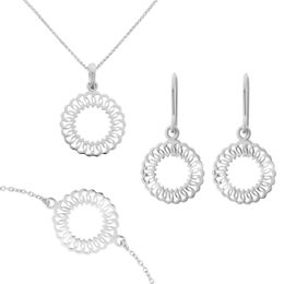 Orphelia 'Amada' Damen-Set aus 925er Sterlingsilber: Armband + Ohrringe + Halskette &ndash; Silber SET-7075