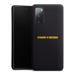DeinDesign Galaxy S20 FE 5G Handy Premium Silikon H&uuml;lle Handyh&uuml;lle schwarz Case Sg Dynamo Dresden Official Licensed Product Lettering Silikon Premium Case