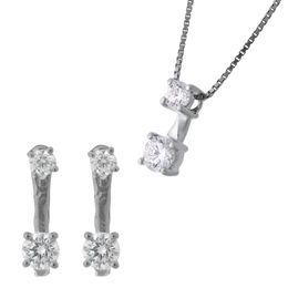 Orphelia 'Lykke' Damen 925 Sterling Silber Set: Kettenanh&auml;nger + Ohrringe - Silber SET-7128