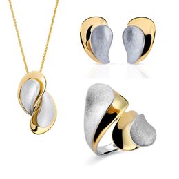 Orphelia 'Ameliana' Damen-Set aus 925er Sterlingsilber: Halskette + Ohrringe + Ring &ndash; Silber/Gold SET-7508