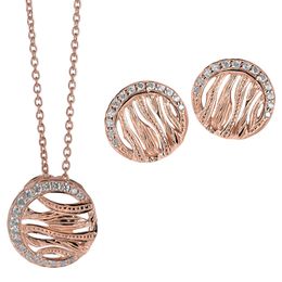 Orphelia Damen 925 Sterling Silber Set: Kettenanh&auml;nger + Ohrringe - Ros&eacute; SET-6031/1