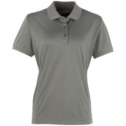 Premier Damen Coolchecker Piqu&eacute; Polo-Shirt / Polohemd, Kurzarm (Dunkelgrau)
