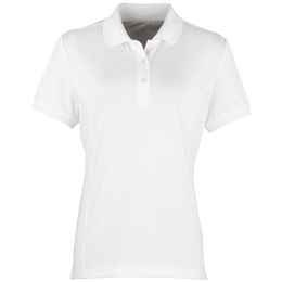 Premier Damen Coolchecker Piqu&eacute; Polo-Shirt / Polohemd, Kurzarm (Wei&szlig;)