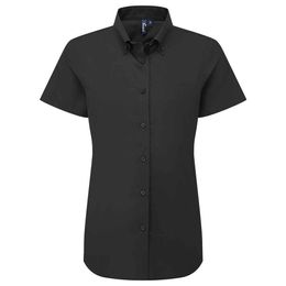 Premier - "Supreme" Formelles Hemd f&uuml;r Damen kurz&auml;rmlig (Schwarz)