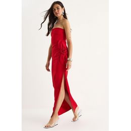 Tr&auml;gerloses Blumenkleid Maxi mit Schleifendetail