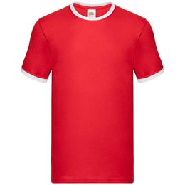Fruit of the Loom - "Ringer" T-Shirt f&uuml;r Herren (Rot/Wei&szlig;)
