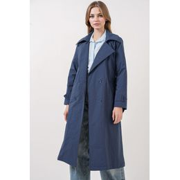 Doppelt brustiger langer Trenchcoat mit Taschen