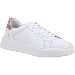 Hush Puppies Camille Leder Damen Wei&szlig; Turnschuhe