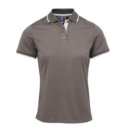 Premier Womens/Ladies Contrast Coolchecker Polo Shirt (Dunkelgrau/Silber)