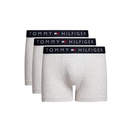 Trunk "3P TRUNK", Herren, Gr. L (52), 3 Stk., grau (grau htr, grau htr, grau htr), Jersey, Obermaterial: 95% Baumwolle, 5% Elasthan, Tommy Hilfiger Underwear, kontrastfarbene Details, k&ouml;rpernah, Unterhosen, mit Logobund