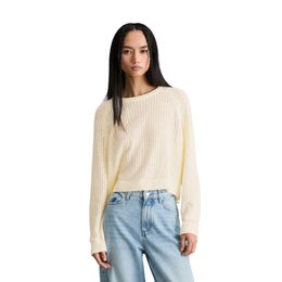 Marc O'Polo Strickpullover MARC O'POLO DENIM "aus weichem Organic Cotton-Mix", Damen, Gr. L, creamy wei&szlig;, Obermaterial: 82% Baumwolle, 18% Polyamid, unifarben, Rundhals, Pullover Strickpullover