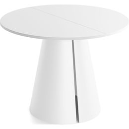 ESSTISCH Lamio runder ausziehbarer, Wei&szlig; 120-200/120/76 cm
