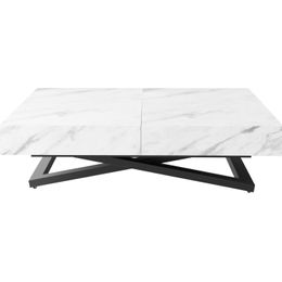 COUCHTISCH Cavetta U h&ouml;henverstellbar ausziehbar, Marmor Wei&szlig; 120-200/80/27-76 cm