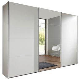 CARRYHOME Schwebet&uuml;renschrank, Wei&szlig;, Glas, Holzwerkstoff, 3 F&auml;cher, 270x210x65 cm, Made in Germany, umfangreiches Zubeh&ouml;r erh&auml;ltlich, in verschiedenen Gr&ouml;&szlig;en erh&auml;ltlich, Schlafzimmer, Kleiderschr&auml;nke, Schwebet&uuml;renschr&auml;nke
