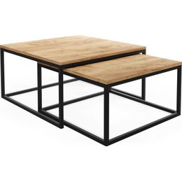 COUCHTISCHE Vella 2er-Set quadratisch, Craft Eiche 76/76/39cm + 66/66/34 cm