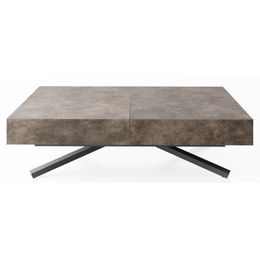 COUCHTISCH Cavetta X h&ouml;henverstellbar ausziehbar, Dunkelgrauer Chicago Beton 120-200/80/27-76 cm