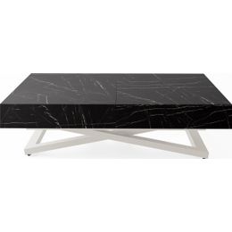 COUCHTISCH Cavetta U h&ouml;henverstellbar ausziehbar, Marmor Schwarz 120-200/80/27-76 cm
