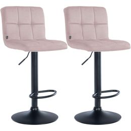 CLP Barhocker 2er Set h&ouml;henverstellbar mit Lehne Peru, Barst&uuml;hle gepolstert Samtbezug, Tresenst&uuml;hle mit Metallgestell drehbar