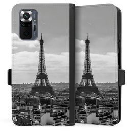 DeinDesign Xiaomi Redmi Note 10 Pro Handy Klapph&uuml;lle Handyh&uuml;lle aus Kunst Leder schwarz Flip Case France Paris Eiffeltour Sideflip mit langer Lasche