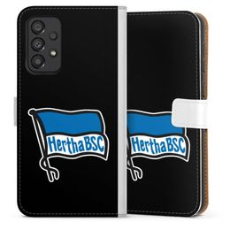 DeinDesign Galaxy A33 5G Handy Klapph&uuml;lle Handyh&uuml;lle aus Kunst Leder wei&szlig; Flip Case Logo Official Licensed Product Hertha Bsc Sideflip mit Lasche