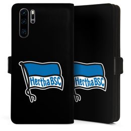 DeinDesign Huawei P30 Pro Handy Klapph&uuml;lle Handyh&uuml;lle aus Kunst Leder schwarz Flip Case Official Licensed Product Logo Hertha Bsc Sideflip mit langer Lasche