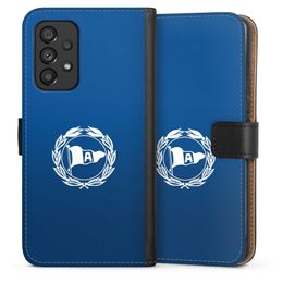 DeinDesign Galaxy A53 5G Handy Klapph&uuml;lle Handyh&uuml;lle aus Kunst Leder schwarz Flip Case Arminia Bielefeld Soccer Official Licensed Product Sideflip mit langer 