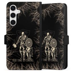 DeinDesign Galaxy S24+ Handy Klapph&uuml;lle Handyh&uuml;lle aus Kunst Leder schwarz Flip Case Tv Show Designs Wikinger Vikings Sideflip mit Lasche