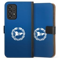 DeinDesign Galaxy A33 5G Handy Klapph&uuml;lle Handyh&uuml;lle aus Kunst Leder schwarz Flip Case Arminia Bielefeld Official Licensed Product Soccer Sideflip mit langer 