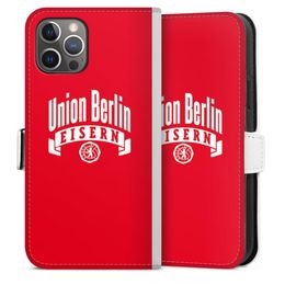 DeinDesign iPhone 12 Pro Handy Klapph&uuml;lle Handyh&uuml;lle aus Kunst Leder wei&szlig; Flip Case 1. Fc Union Berlin Official Licensed Product Fcu Sideflip mit Lasche
