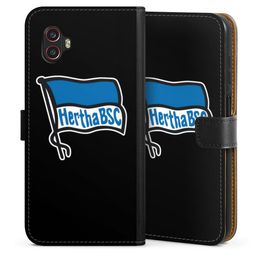 DeinDesign Galaxy XCover 6 Pro Handy Klapph&uuml;lle Handyh&uuml;lle aus Kunst Leder schwarz Flip Case Hertha Bsc Logo Official Licensed Product Sideflip mit langer Lasche
