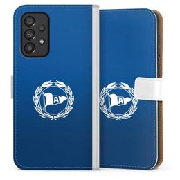 DeinDesign Galaxy A33 5G Handy Klapph&uuml;lle Handyh&uuml;lle aus Kunst Leder wei&szlig; Flip Case Arminia Bielefeld Official Licensed Product Soccer Sideflip mit Lasche