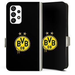 DeinDesign Galaxy A53 5G Handy Klapph&uuml;lle Handyh&uuml;lle aus Kunst Leder wei&szlig; Flip Case Star Borussia Dortmund Bvb Sideflip mit Lasche