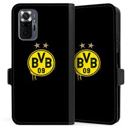 DeinDesign Xiaomi Redmi Note 10 Pro Handy Klapph&uuml;lle Handyh&uuml;lle aus Kunst Leder schwarz Flip Case Star Bvb Borussia Dortmund Sideflip mit langer Lasche