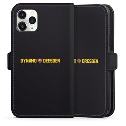 DeinDesign iPhone 11 Pro Handy Klapph&uuml;lle Handyh&uuml;lle aus Kunst Leder schwarz Flip Case Sg Dynamo Dresden Lettering Official Licensed Product Sideflip mit Lasche