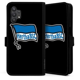DeinDesign Galaxy A32 5G Handy Klapph&uuml;lle Handyh&uuml;lle aus Kunst Leder schwarz Flip Case Logo Official Licensed Product Hertha Bsc Sideflip mit langer Lasche