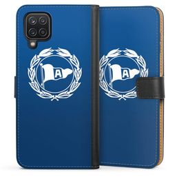 DeinDesign Galaxy A12 Handy Klapph&uuml;lle Handyh&uuml;lle aus Kunst Leder schwarz Flip Case Arminia Bielefeld Official Licensed Product Soccer Sideflip mit langer Lasche