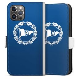 DeinDesign iPhone 12 Pro Handy Klapph&uuml;lle Handyh&uuml;lle aus Kunst Leder wei&szlig; Flip Case Arminia Bielefeld Soccer Official Licensed Product Sideflip mit Lasche