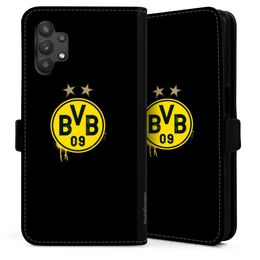 DeinDesign Galaxy A32 5G Handy Klapph&uuml;lle Handyh&uuml;lle aus Kunst Leder schwarz Flip Case Star Borussia Dortmund Bvb Sideflip mit langer Lasche